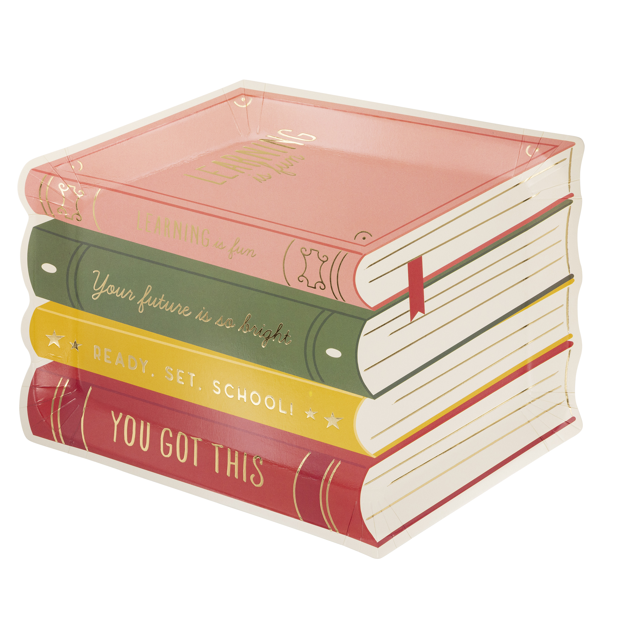 BTS1045 - Stack of Books Paper Plate – My Minds Eye Paper Goods Wholesale
